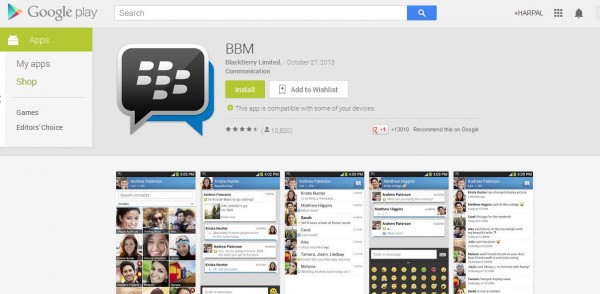BBM for Android smartphones now available for download
